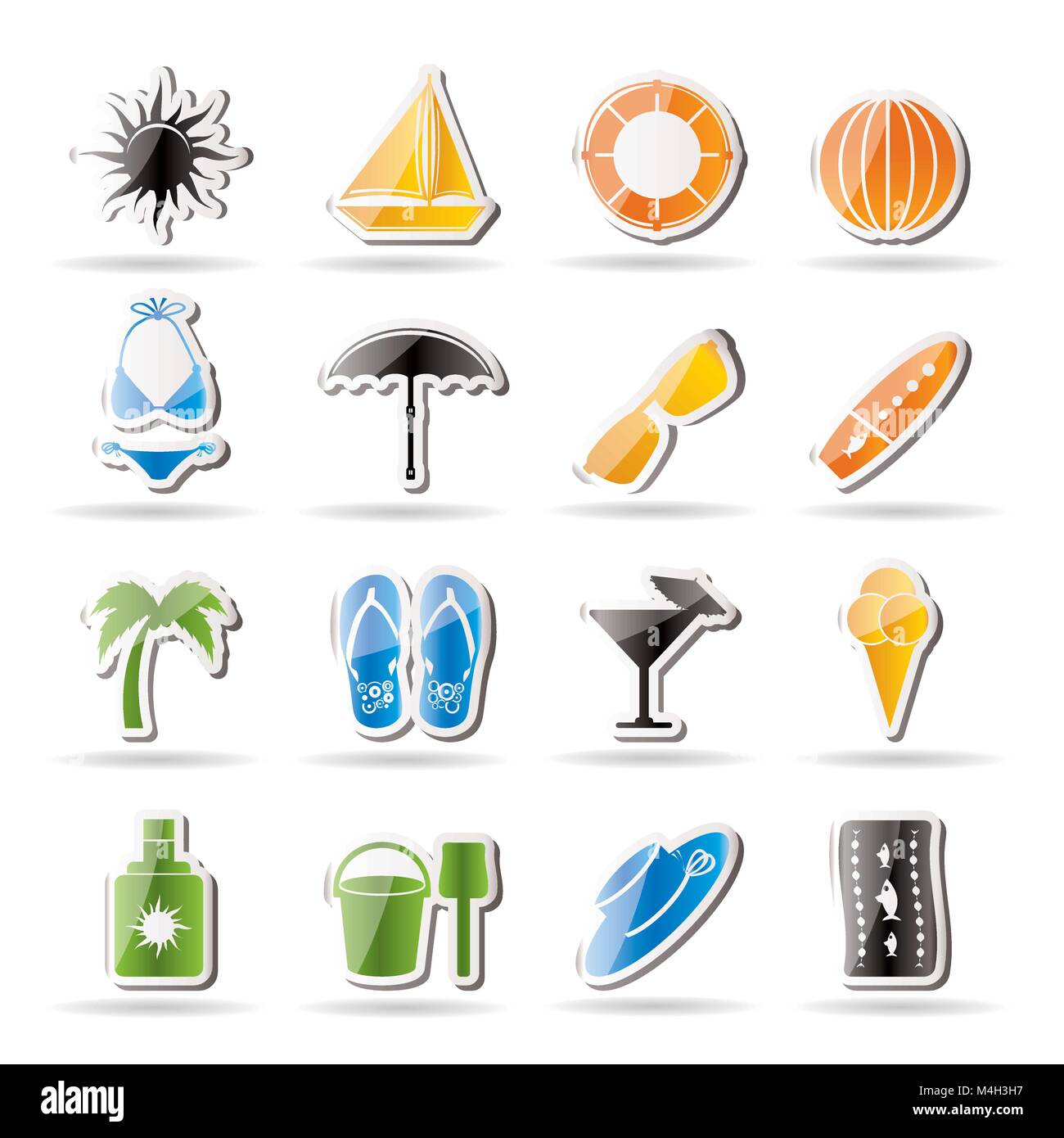 Einfache Sommer und Urlaub Ikonen - Vektor Icon-Set Stock-Vektorgrafik ...