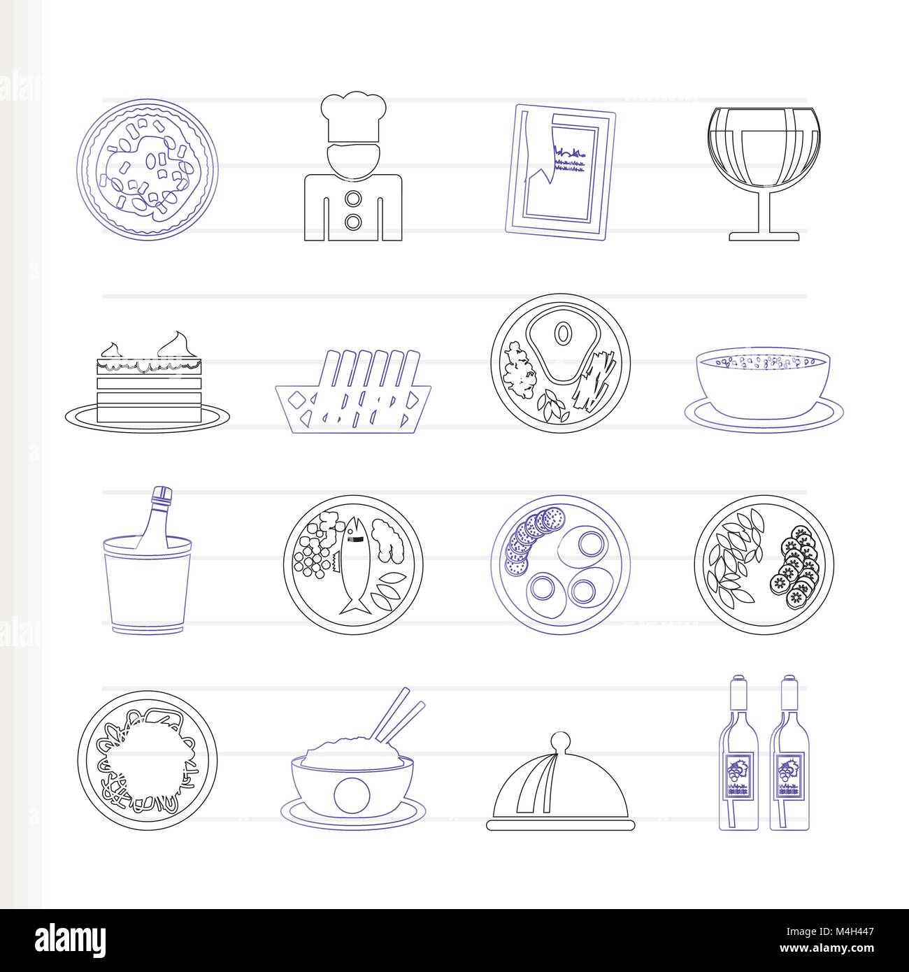 Restaurant, Essen und Trinken Symbole - Vektor Icon Set Stock ...