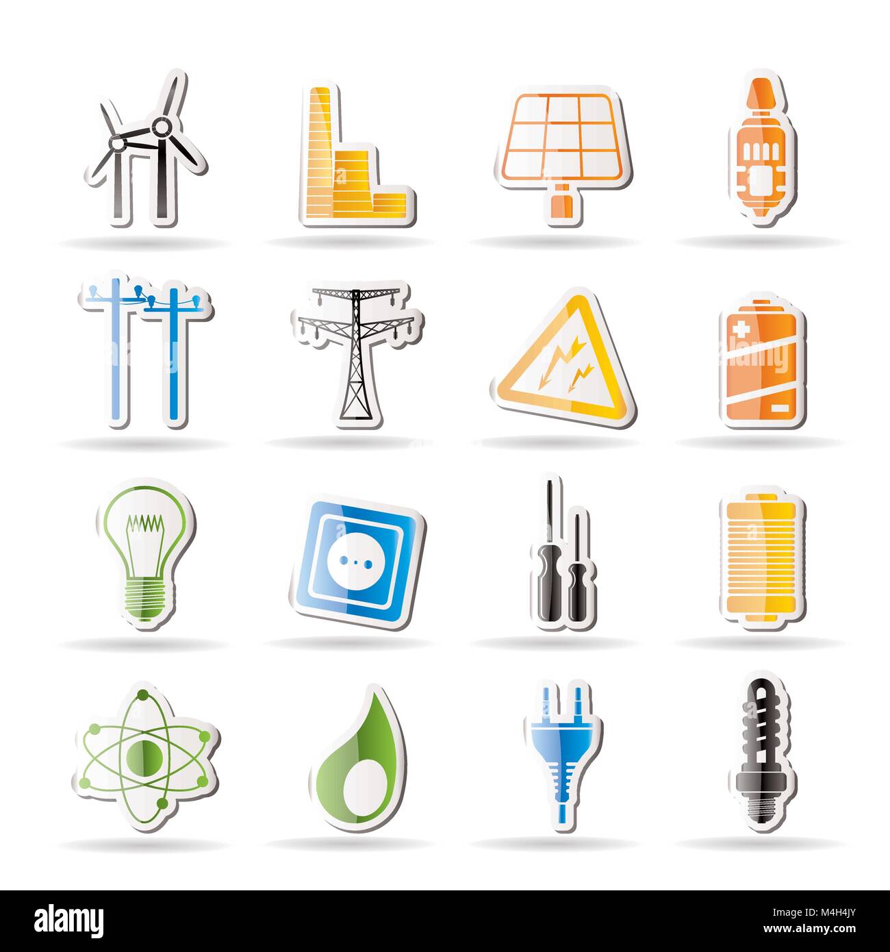 Einfach Strom, Leistung und Energie Symbole - Vektor Icon Set Stock ...