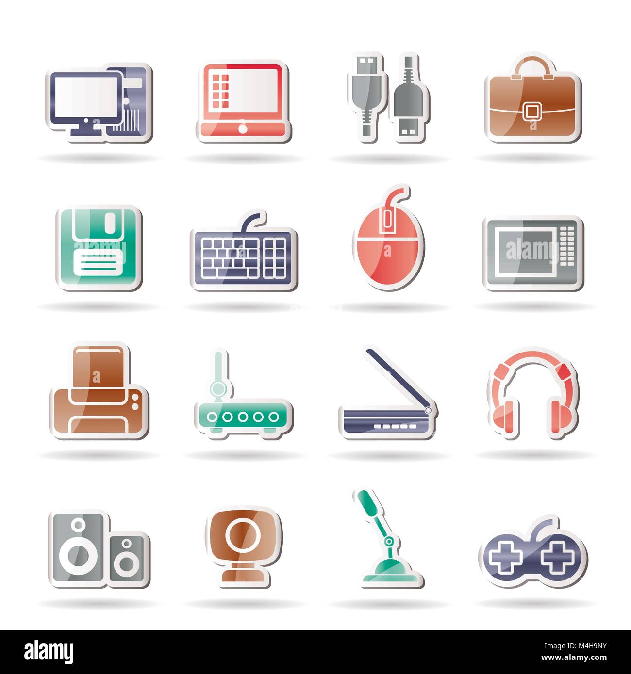 Computer und Peripherie Symbole - Vektor Icon Set Stock-Vektorgrafik ...