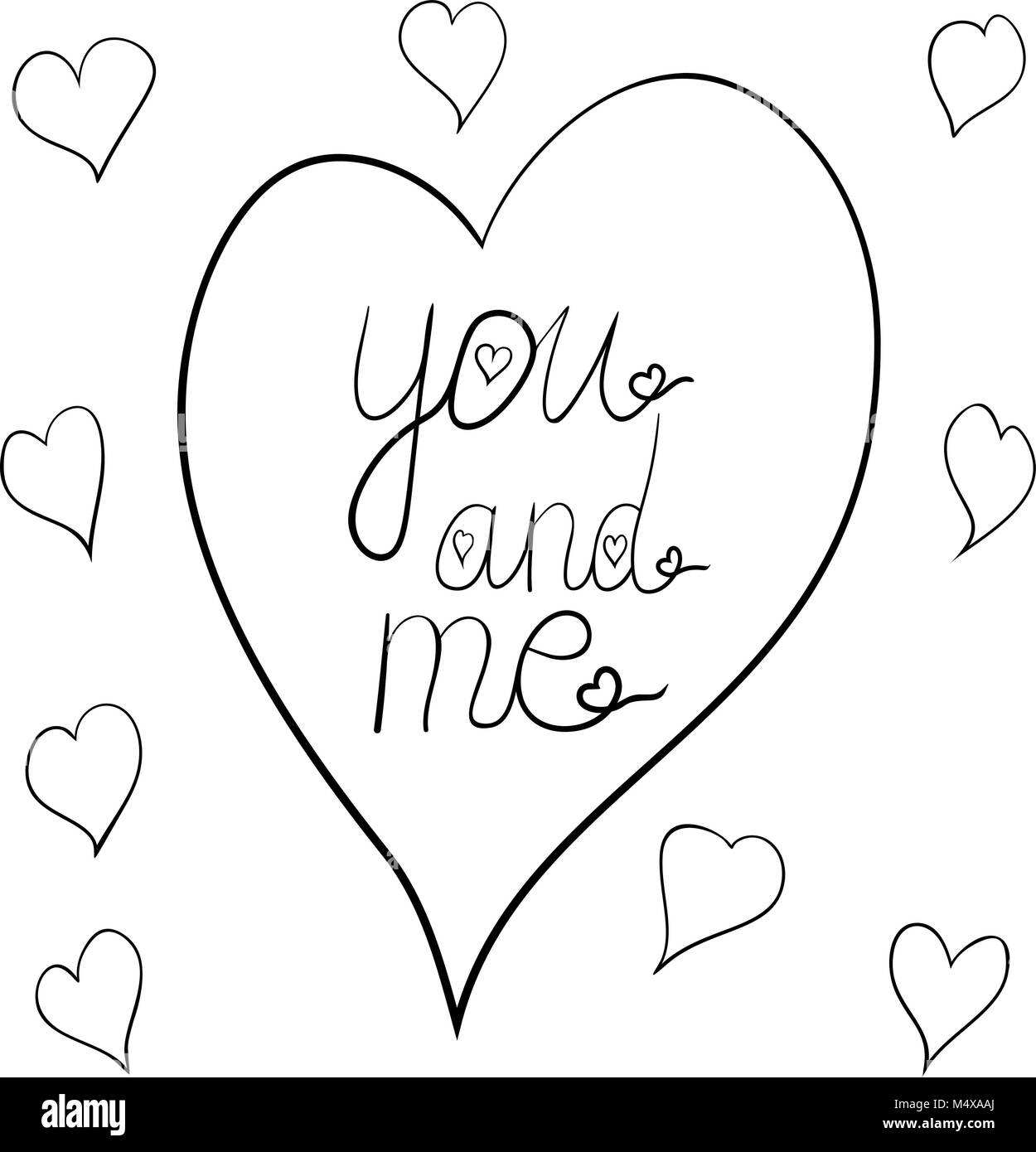 Vektor Tinte Valentinstag Schriftzug - du und ich Stock-Vektorgrafik ...