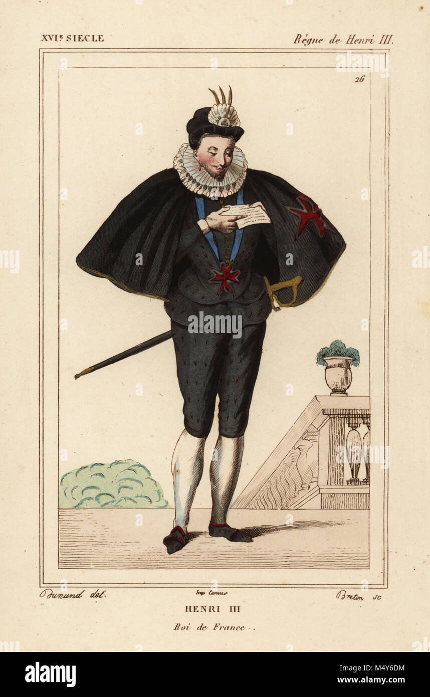 König Heinrich III., Heinrich III. von Frankreich. Illustration von ...