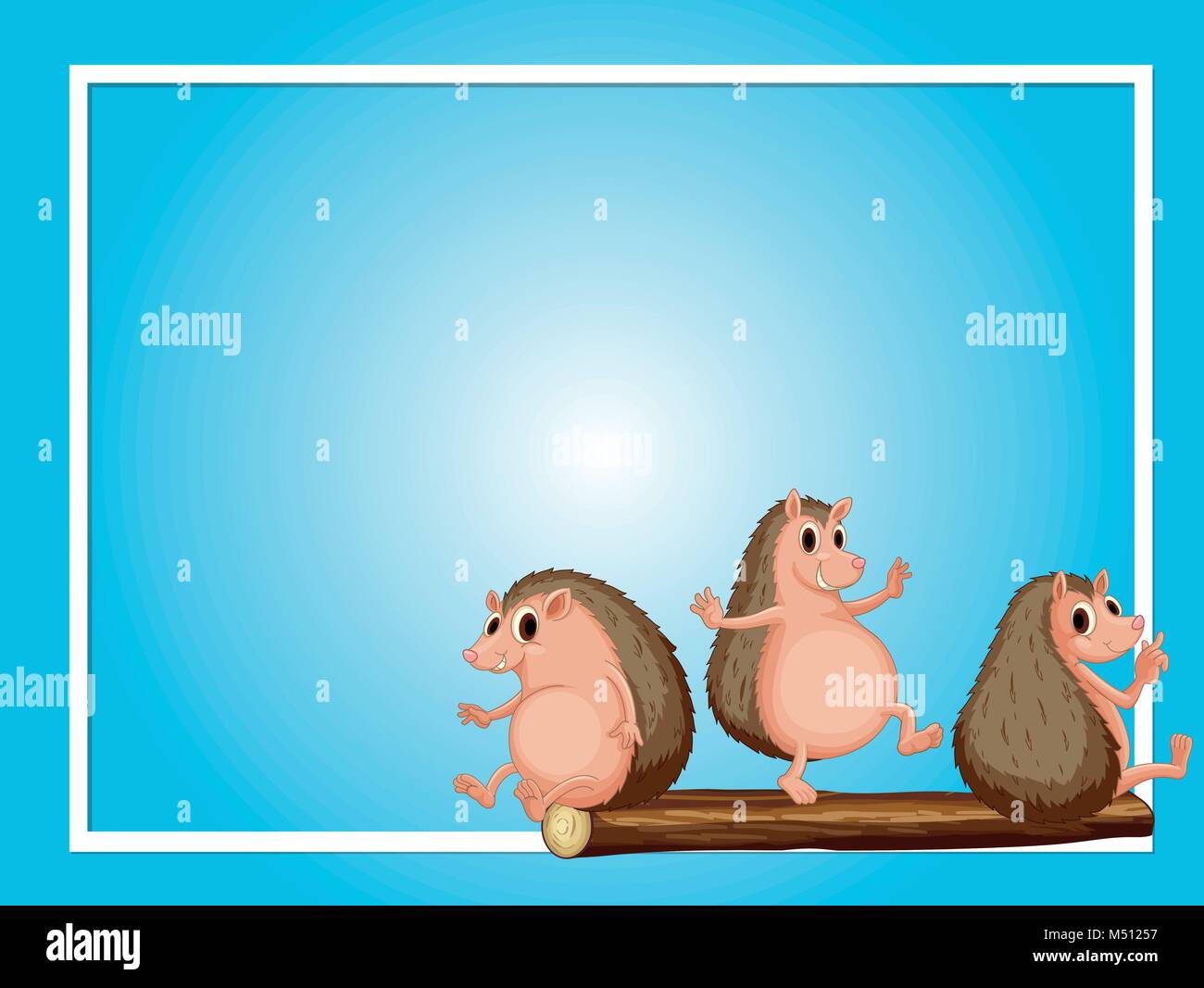 Rahmen mit drei Igel Abbildung Stock-Vektorgrafik - Alamy