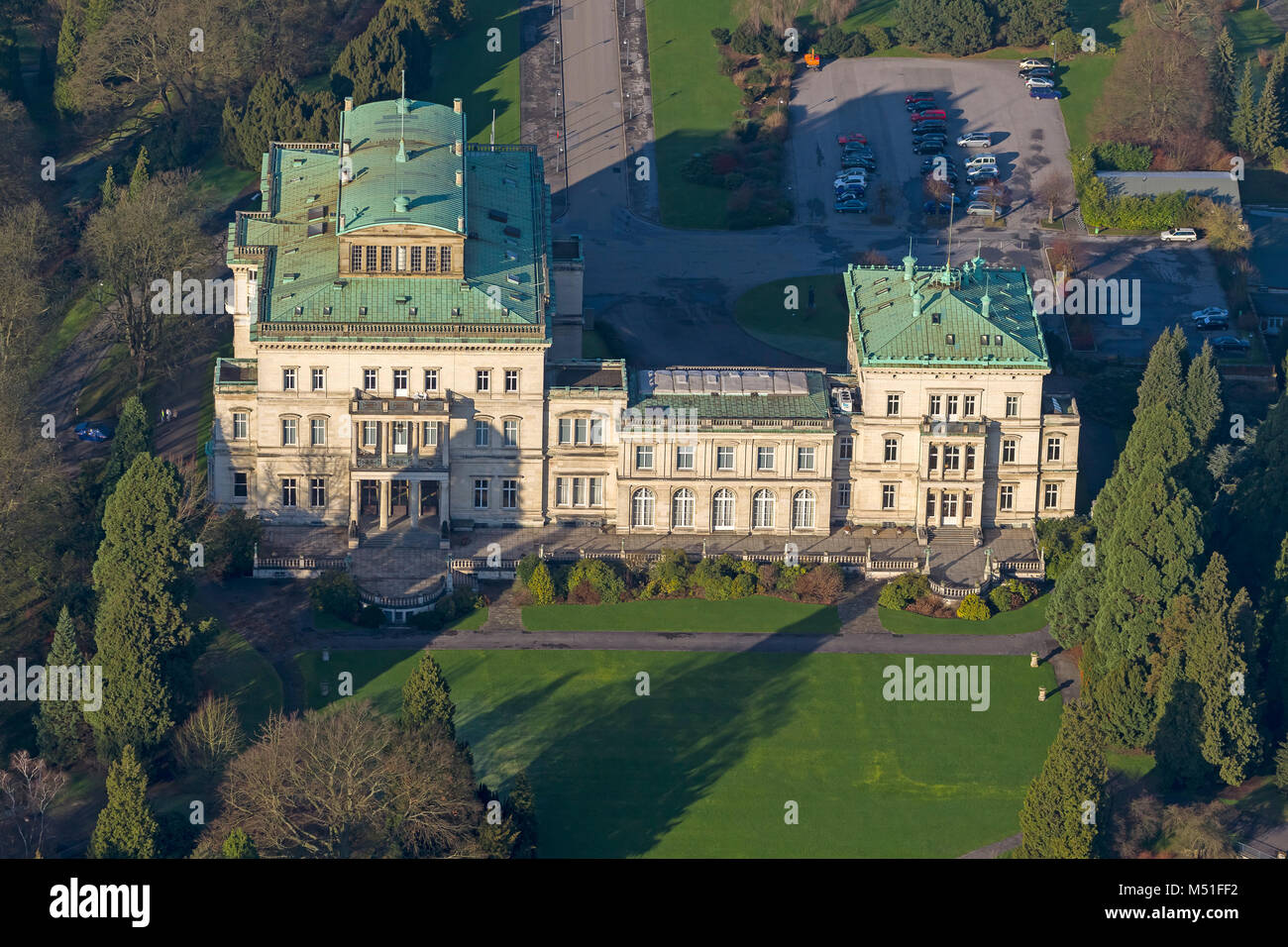 Luftaufnahme, Villa Hügel, dem ehemaligen Wohnhaus der Familie Krupp ...