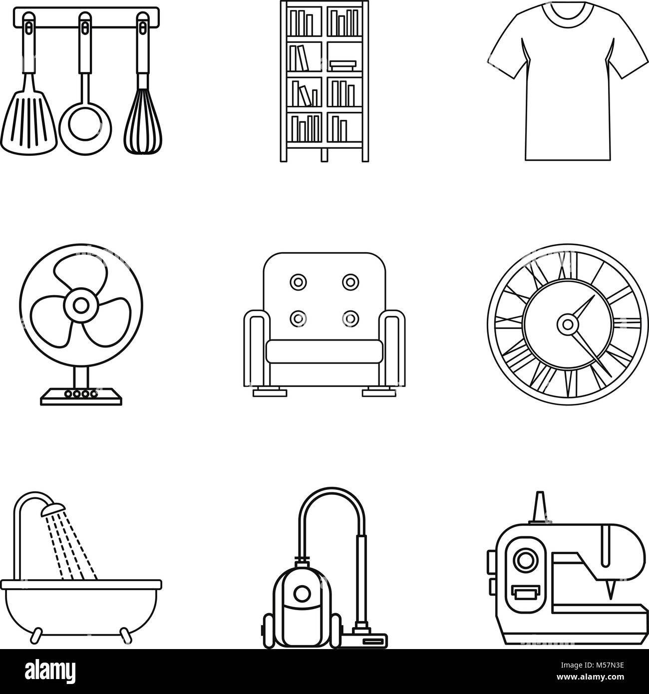 Ort des Aufenthalts Symbole gesetzt, outline Style Stock-Vektorgrafik ...