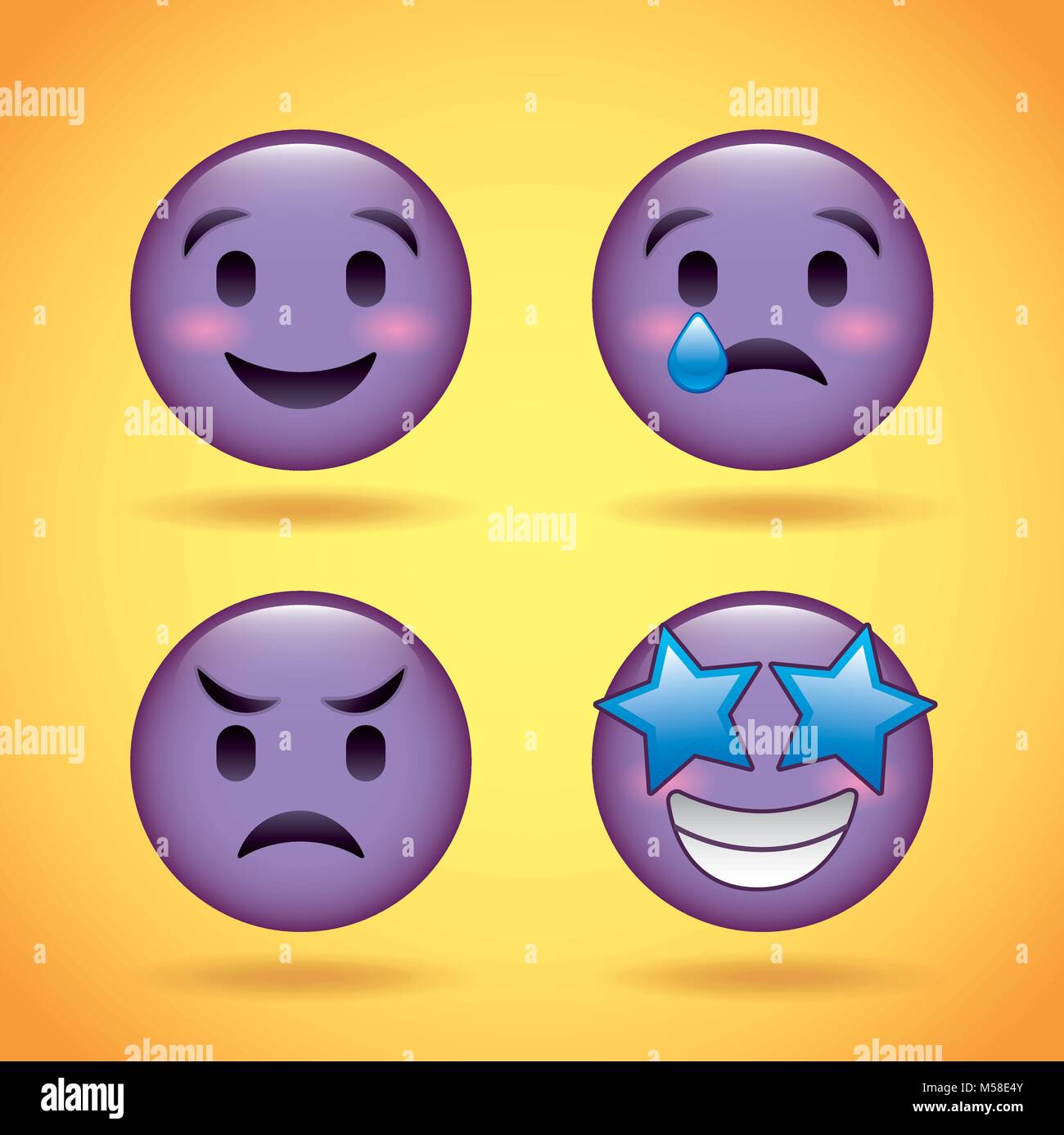 Emoticon smiley set yellow face emotions -Fotos und -Bildmaterial in ...