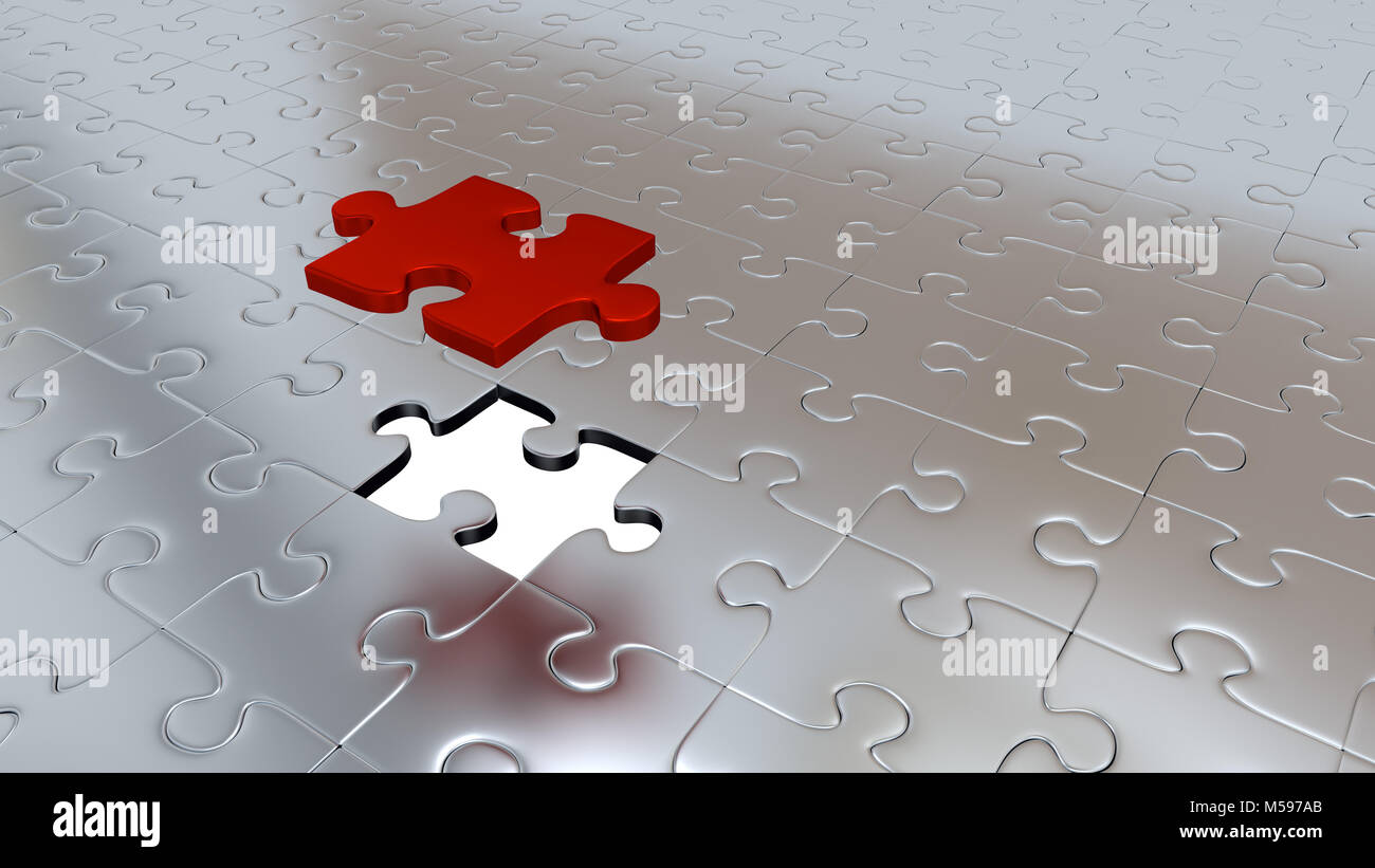 Puzzle Missing Red Piece Stockfotos und -bilder Kaufen - Alamy