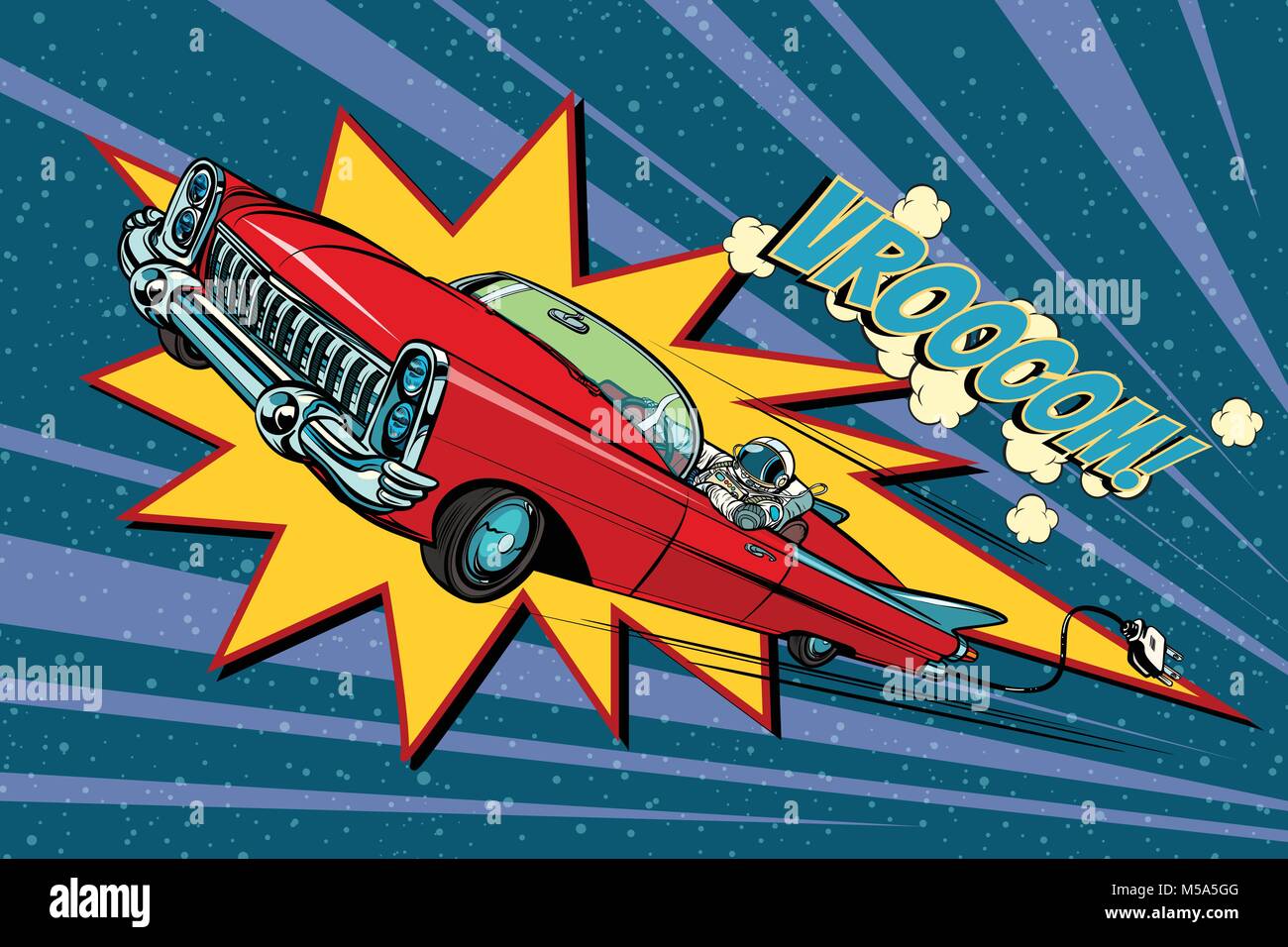 Elektrische Auto Platz, hohe Geschwindigkeit. Pop Art retro Comic ...