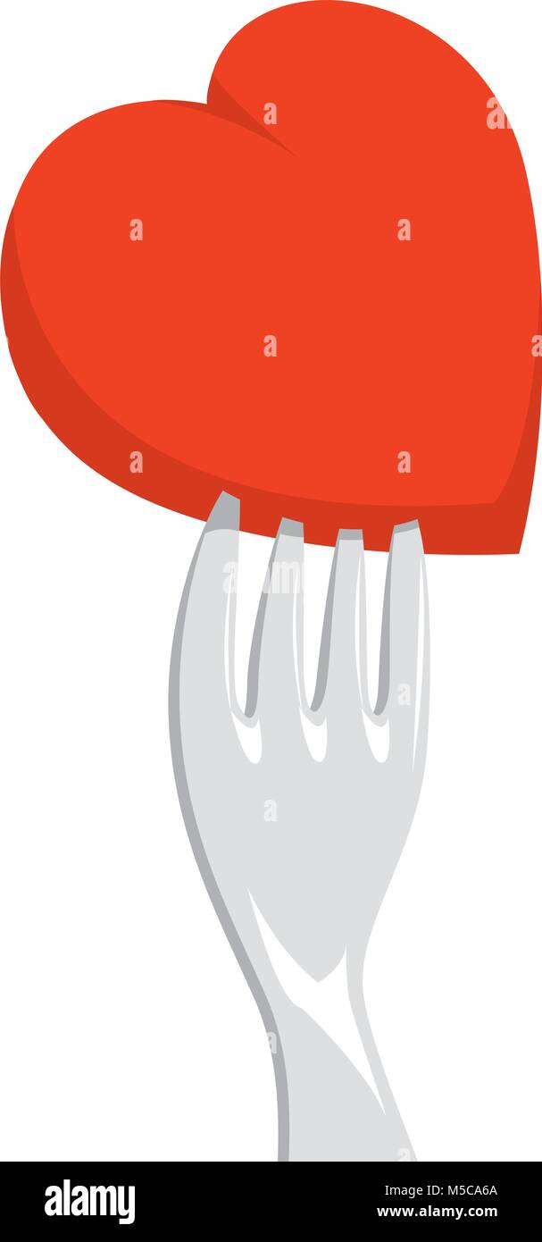 Cartoon Illustration der Gabel erstechen Herz in Liebe Stock ...