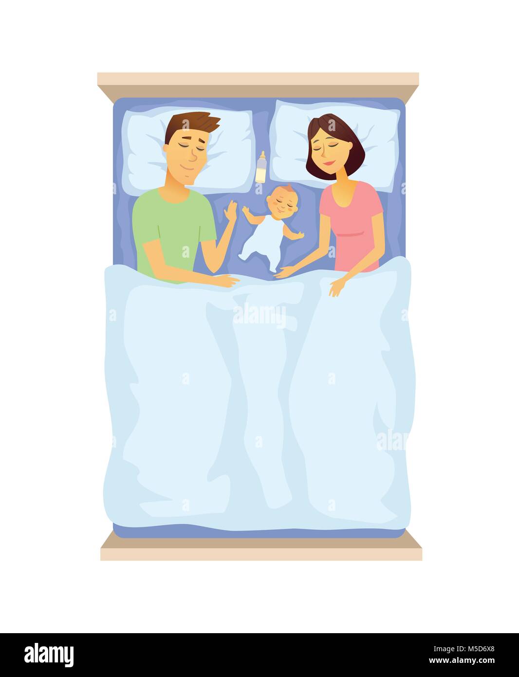 Junge Eltern und Baby schlafen - cartoon Menschen Charakter isoliert ...