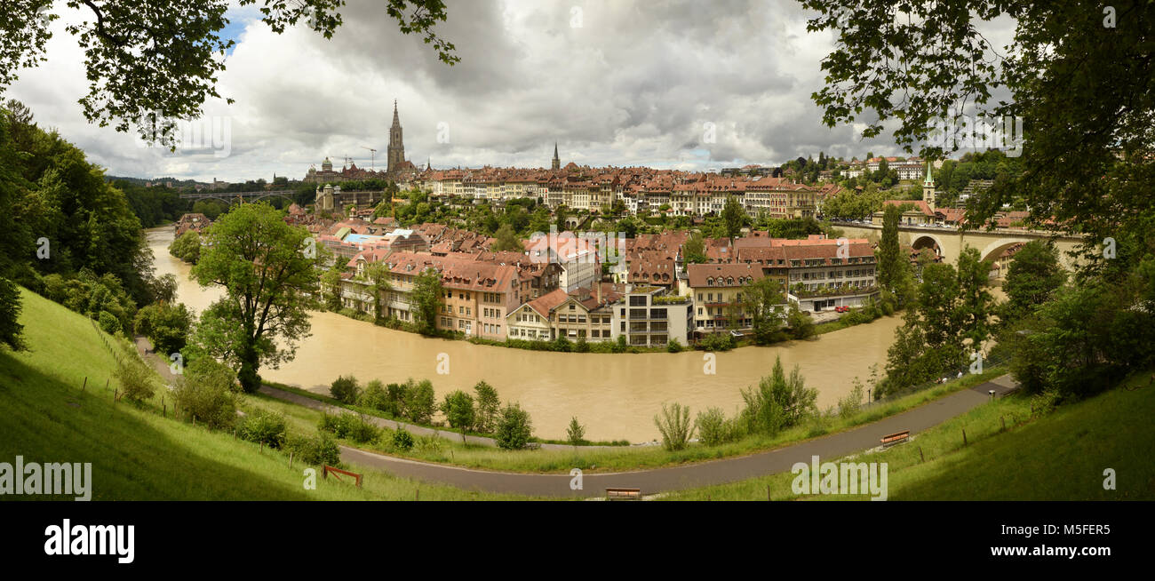 Panorama der Berner Altstadt der Hauptstadt der Schweiz Stockfotografie ...