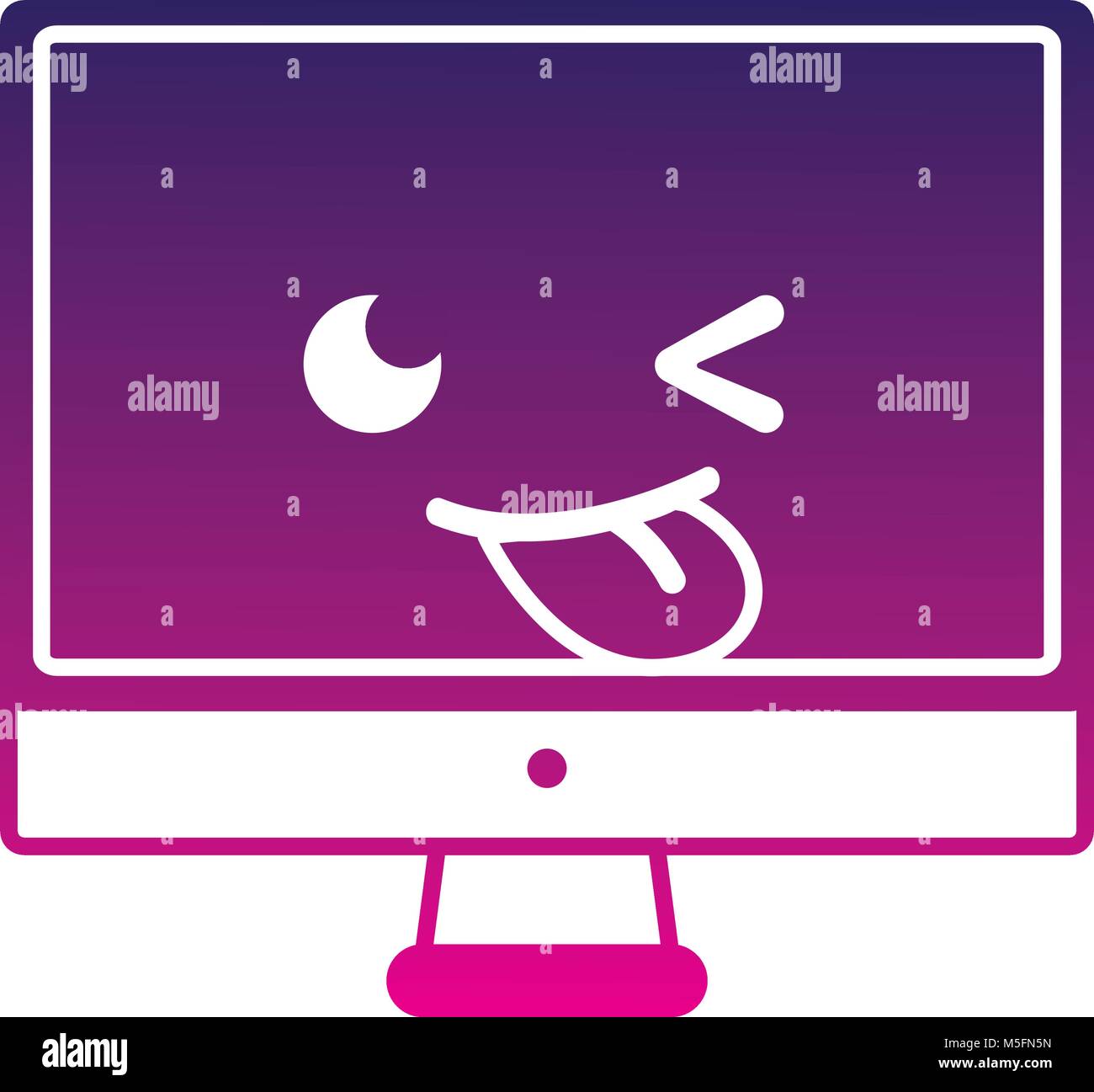 Silhouette lustig Computer Bildschirm kawaii cartoon Vector ...