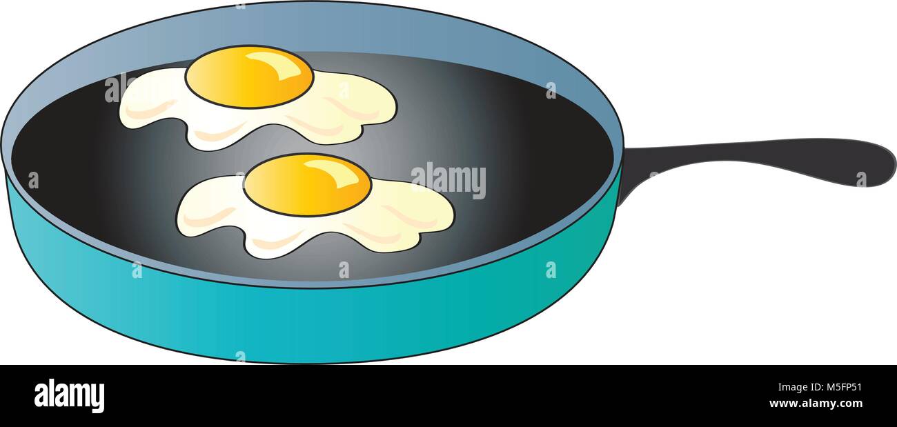 Cartoon Illustration einer Pfanne mit Spiegelei Stock-Vektorgrafik - Alamy