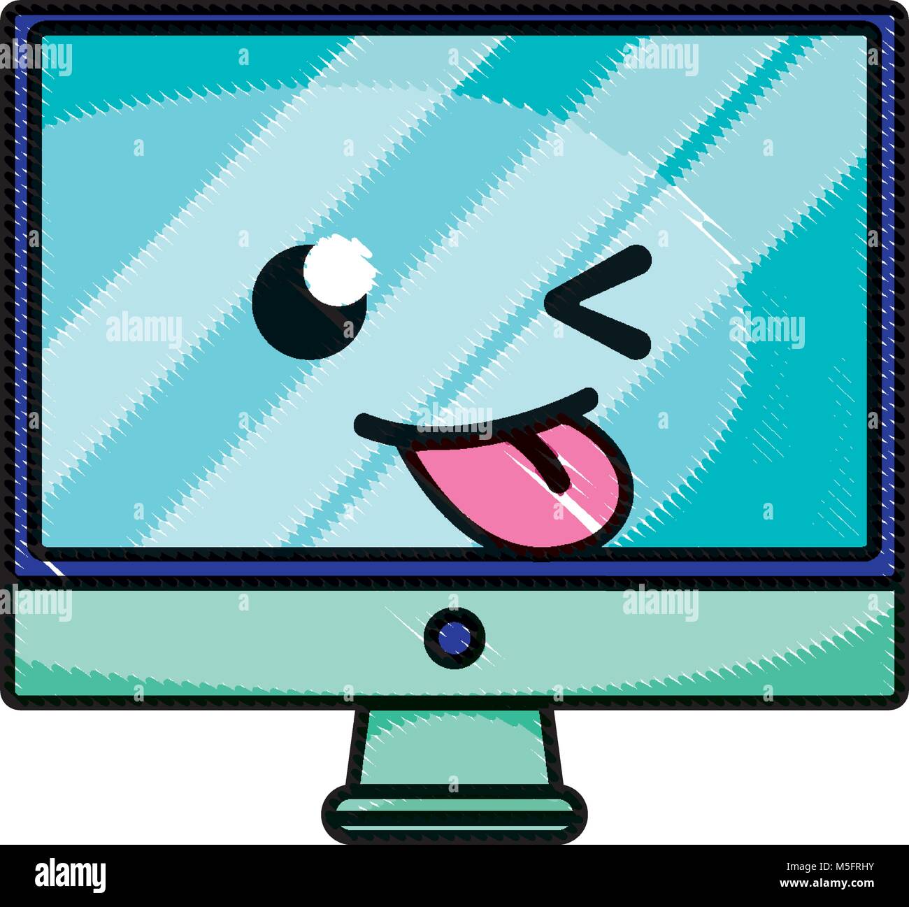 Geriebenen lustig Computer Bildschirm kawaii cartoon Vector ...