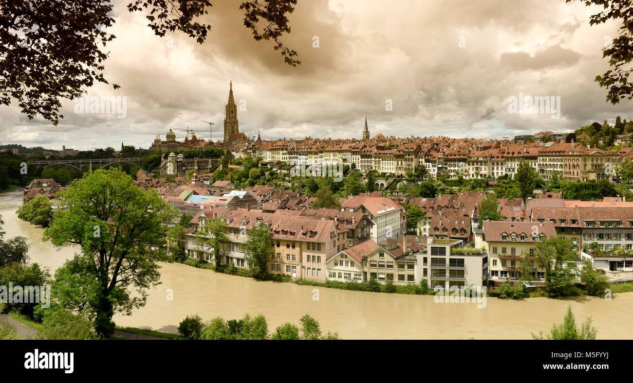 Panorama der Berner Altstadt der Hauptstadt der Schweiz Stockfotografie ...