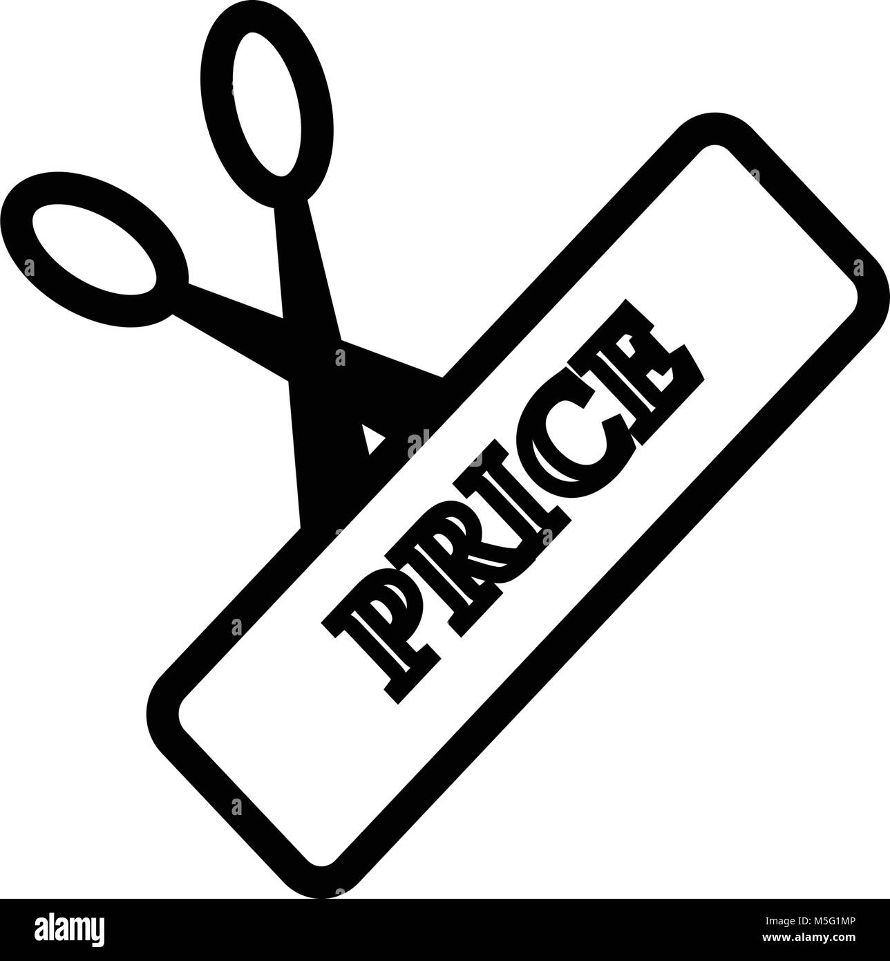 Schere und Preis Symbol line outline Style auf weißem Hintergrund für ...