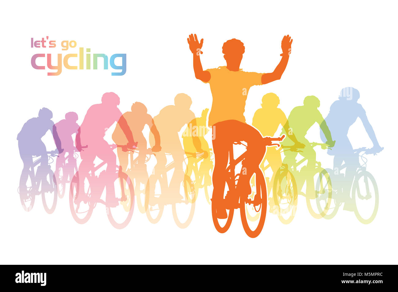 Abbildung: eine Gruppe Radfahrer auf der Radtour. Vector Illustration ...