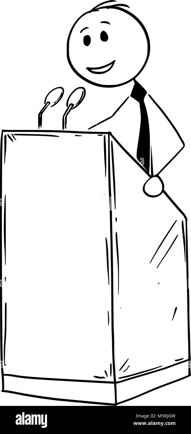 Cartoon von Geschäftsmann Konferenz Lautsprecher oder Redner auf dem ...