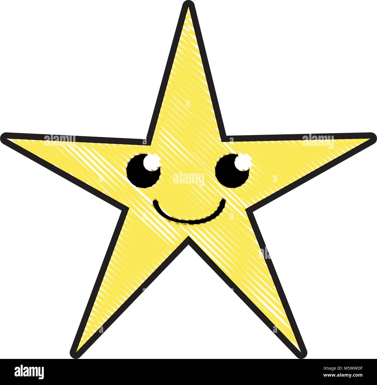 Geriebenen Lächeln glänzenden Stern kawaii cartoon Vector Illustration ...