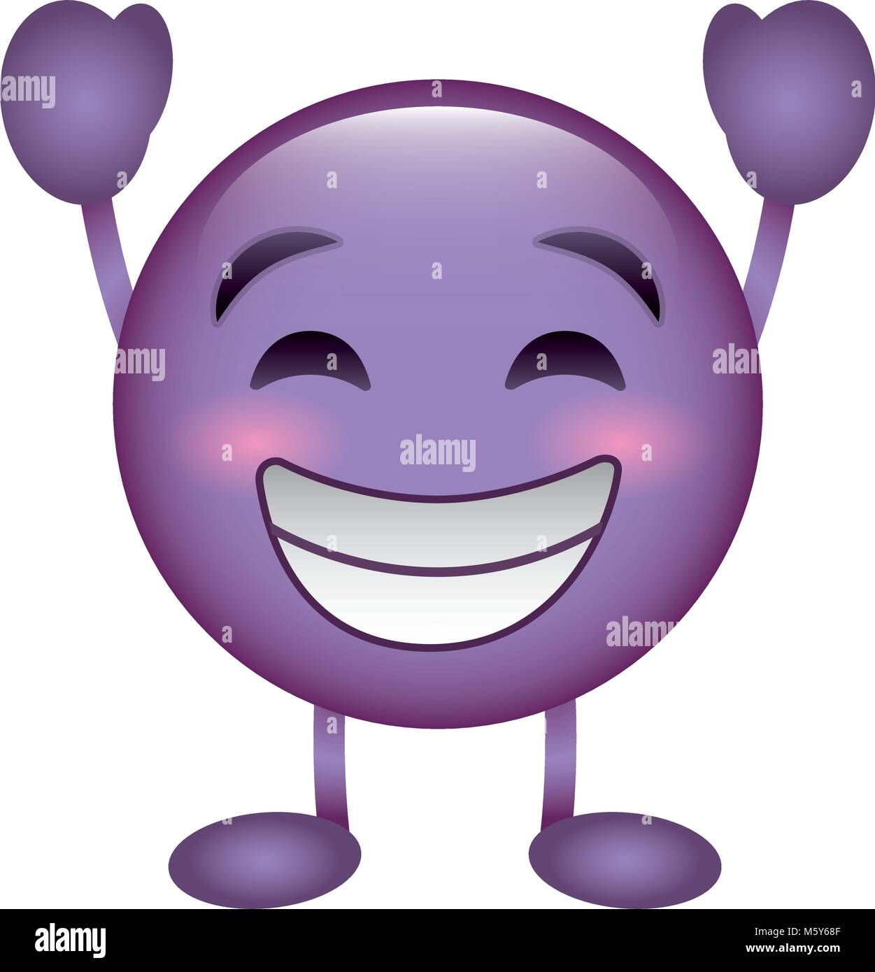 Lila Emoticon cartoon Gesicht lächelt glücklich Zeichen Stock ...
