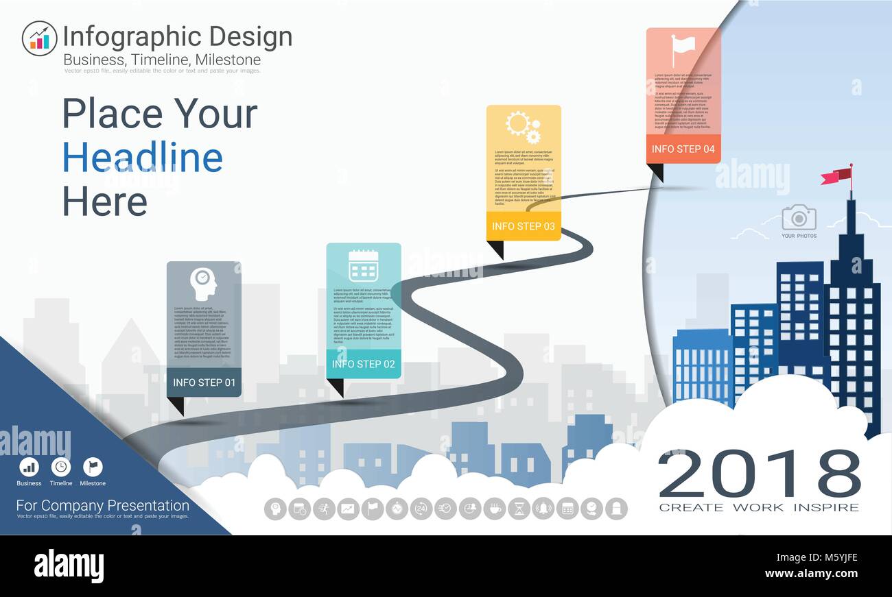 Meilenstein timeline Infografik Design, Road Map oder strategischen ...