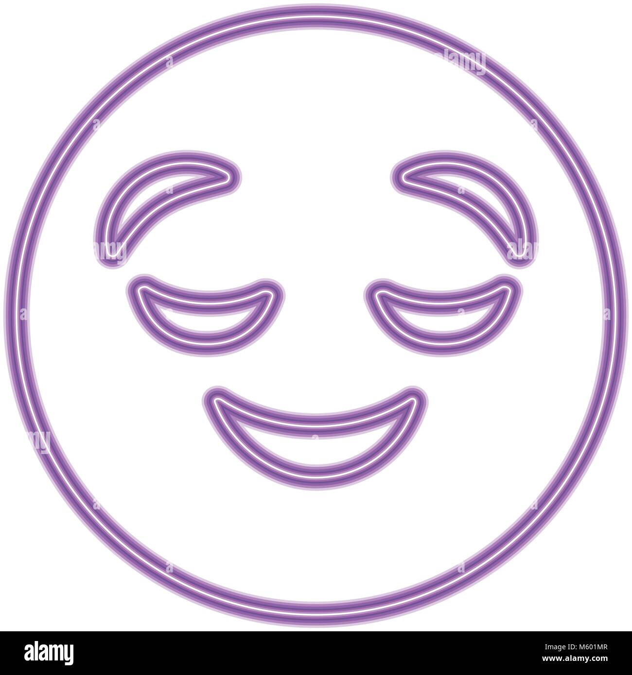 Lila Emoticon cartoon Gesicht grinsend geschlossenen Augen Stock ...