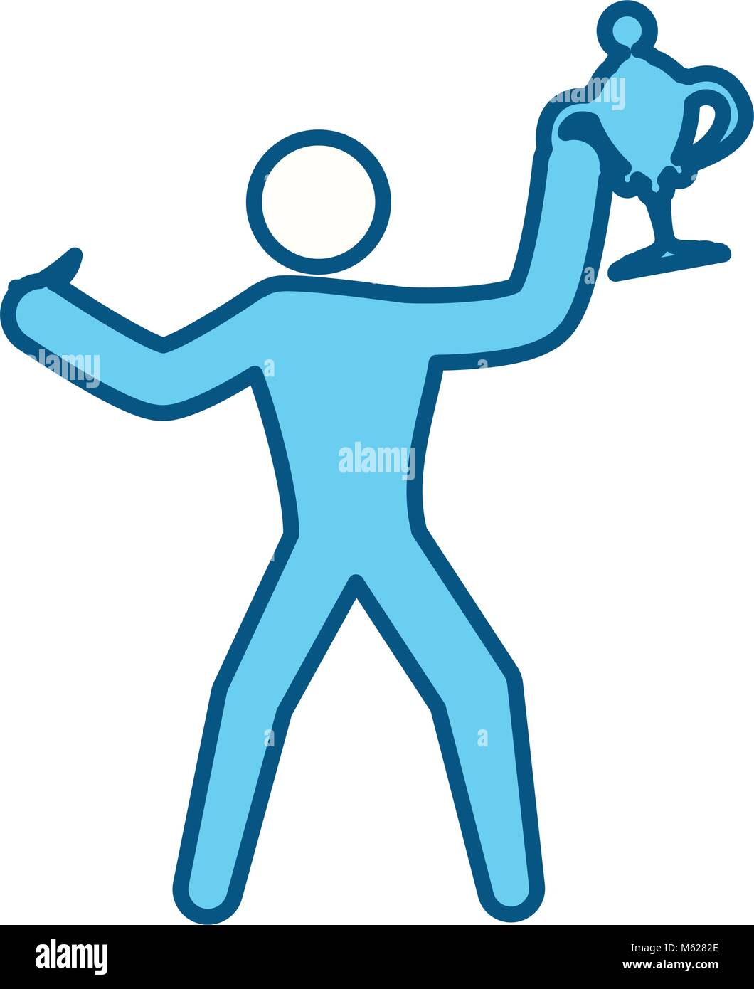 Mann mit Trophy cup Piktogramm icon Vector Illustration graphic design ...