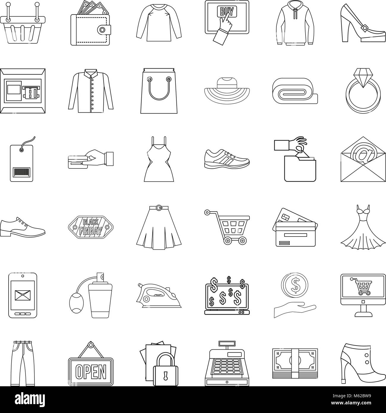 Online Großhandel Symbole gesetzt, outline Style Stock-Vektorgrafik - Alamy