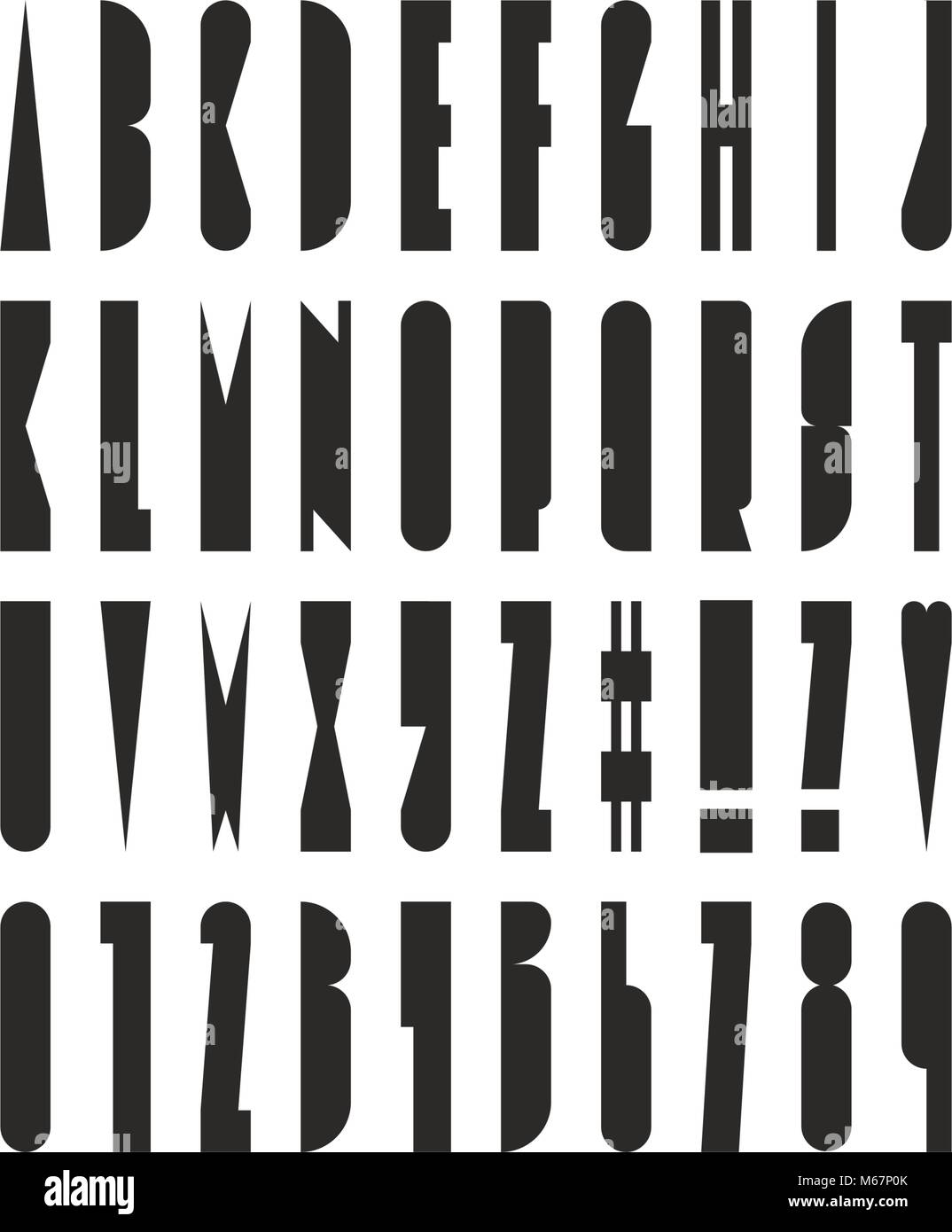 Groß und dünn Block Alphabet, Zahlen und Symbole Stock-Vektorgrafik - Alamy