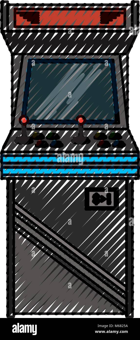 Vintage arcade game Machine mit Joysticks und Buttons Vector Illustration Zeichnung Design Stock ...