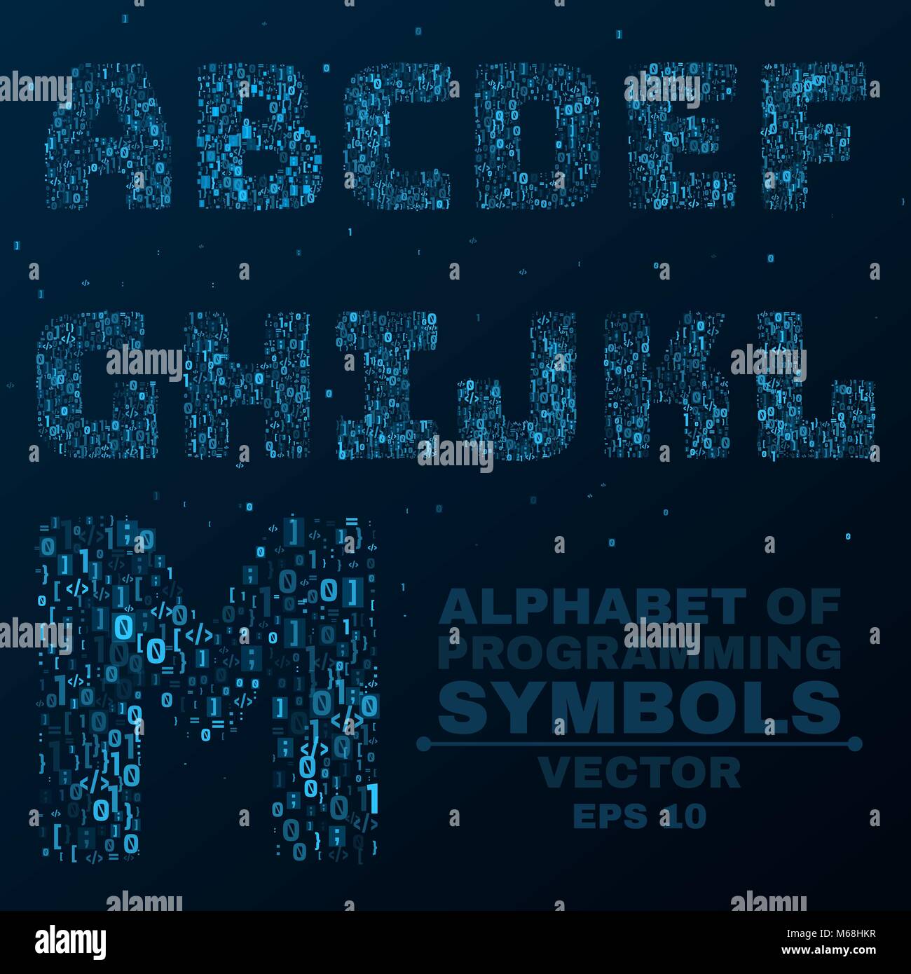 Aus den Symbolen des Programmcodes Alphabet. Programmierung in Design ...