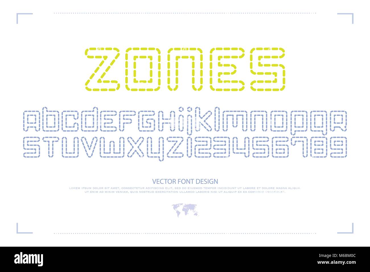Dash und Dash stil Alphabet Buchstaben und Zahlen. vector, gepunktete ...
