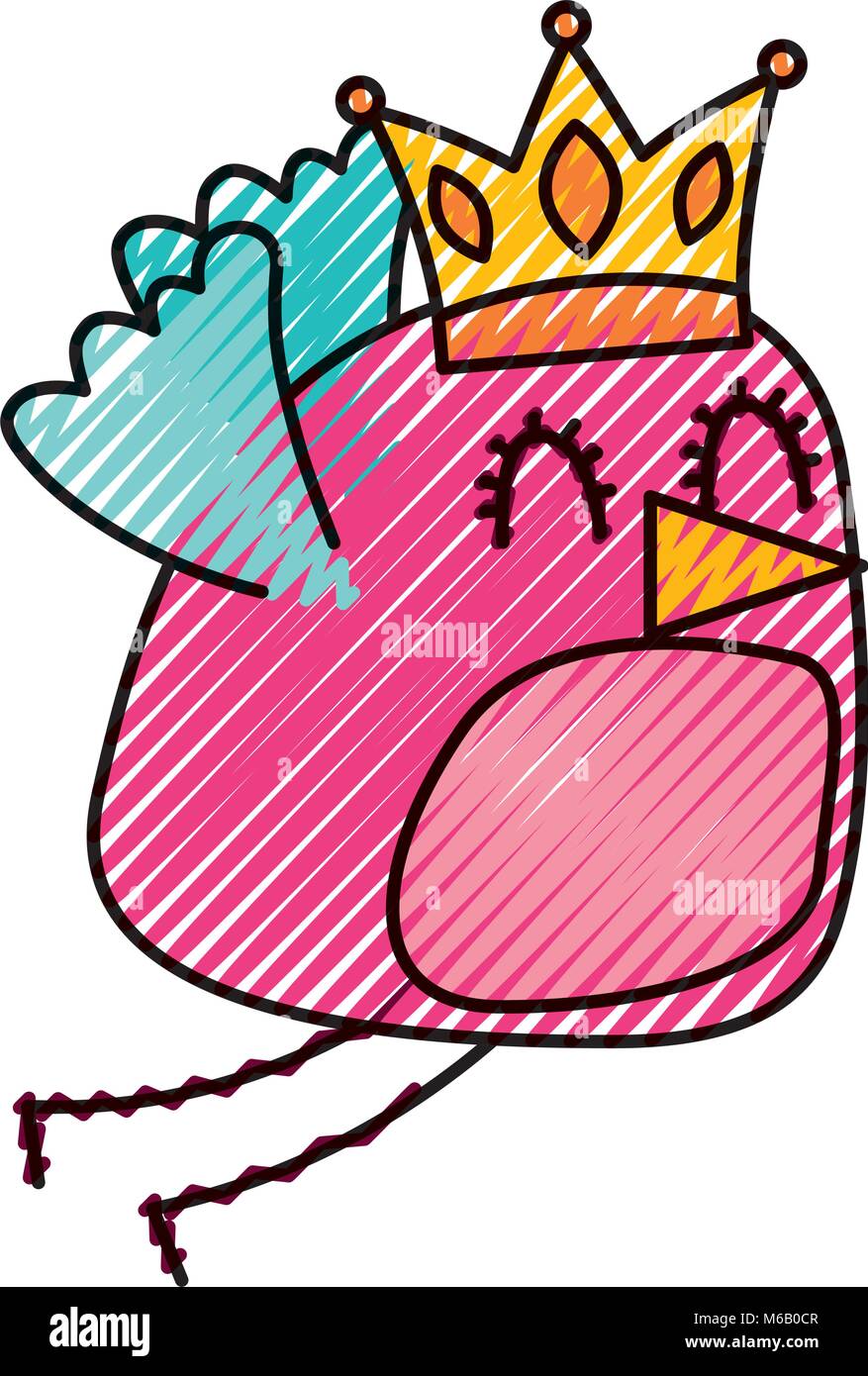 Schönheit Vogel mit Krone Cartoon Stock-Vektorgrafik - Alamy