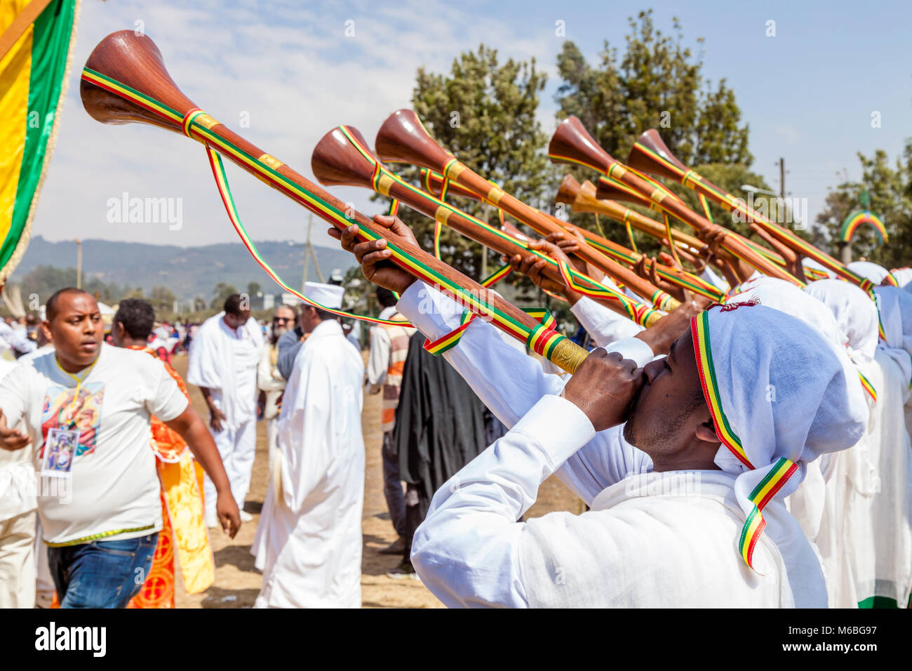 Äthiopisch-orthodoxen Christen feiern Timkat (Epiphanie) Im Jan Meda ...