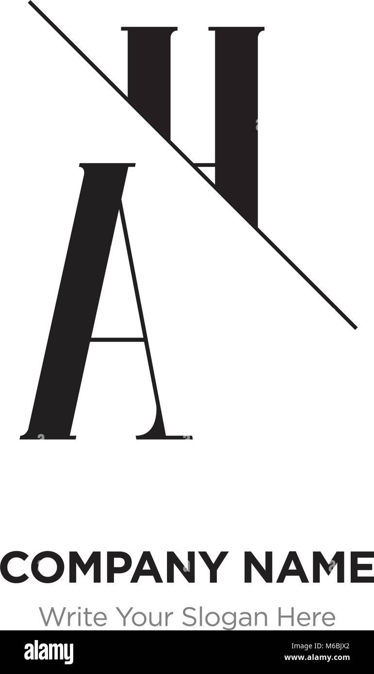 Abstrakte Buchstaben AH, HA Logo Design vorlage, schwarz & weiß ...