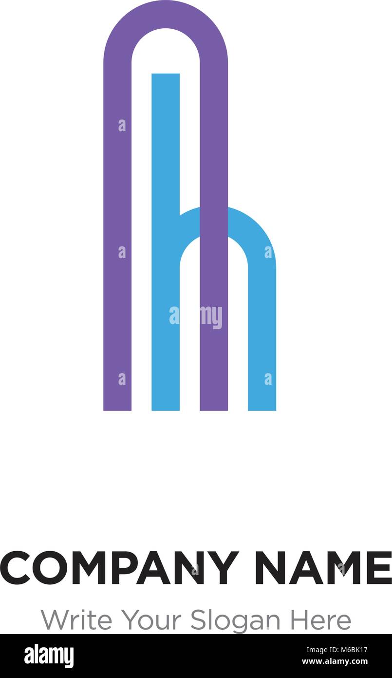 Ah oder hA Schreiben Logo mit Blau und Lila Linie Elemente. Abstrakte ...