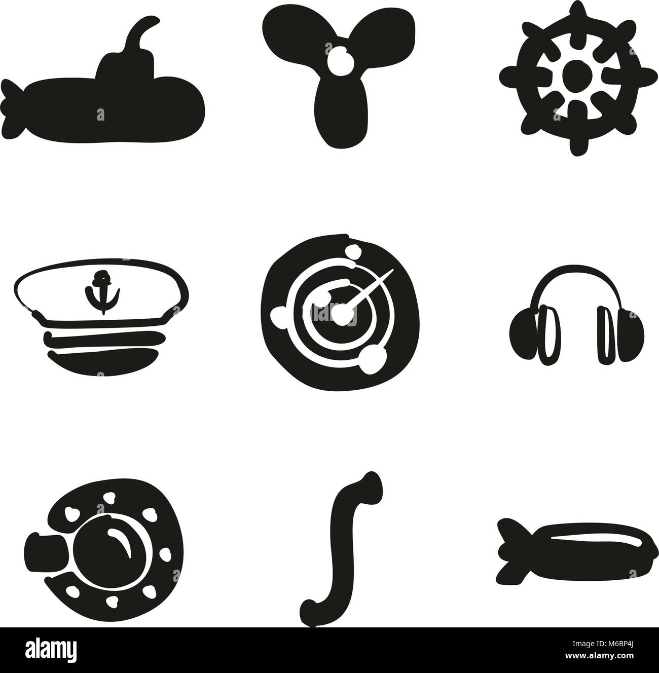 U-Boot Symbole Freehand füllen Stock-Vektorgrafik - Alamy