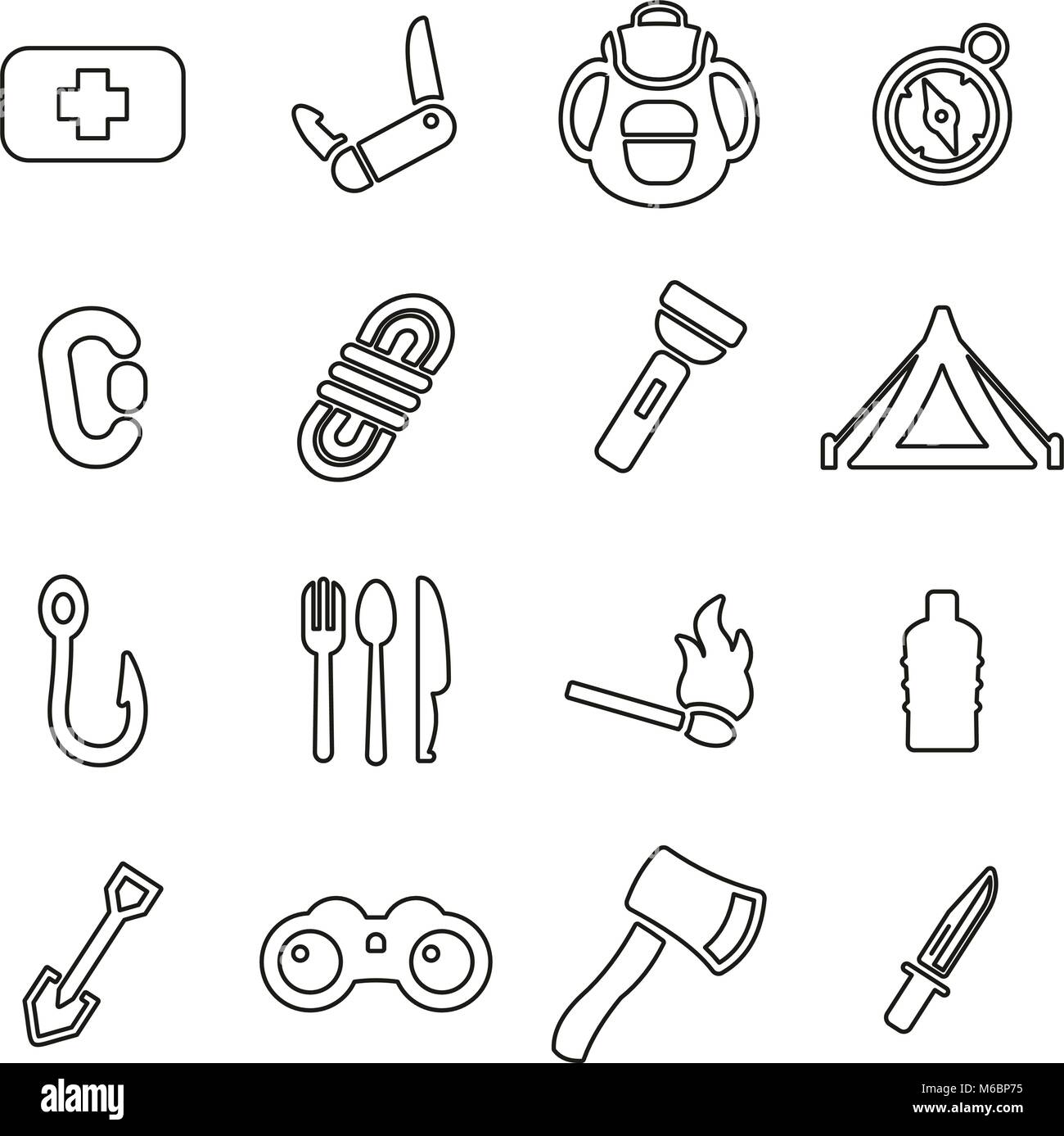 Survival Kit Symbole dünne Linie Vektor Abbildung Stock-Vektorgrafik ... Survival Kit Symbole dünne Linie Vektor Abbildung Stock-Vektorgrafik ...