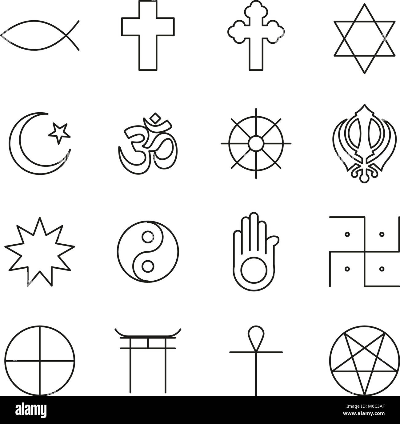 Religion Symbole Symbole dünne Linie Vektor Abbildung Stock ... Religion Symbole Symbole dünne Linie Vektor Abbildung Stock ...