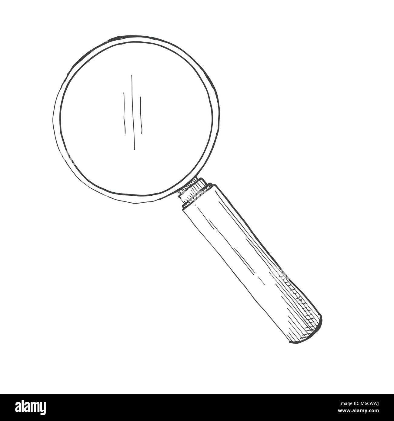 Hand gezeichnet Lupe auf weißem Hintergrund. Vector Illustration in ...