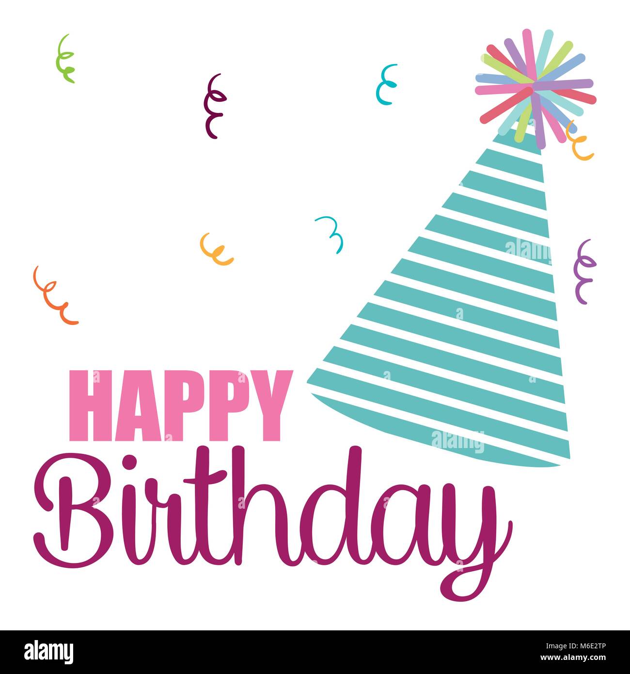 Happy birthday Karte mit Hut Zubehör Stock-Vektorgrafik - Alamy