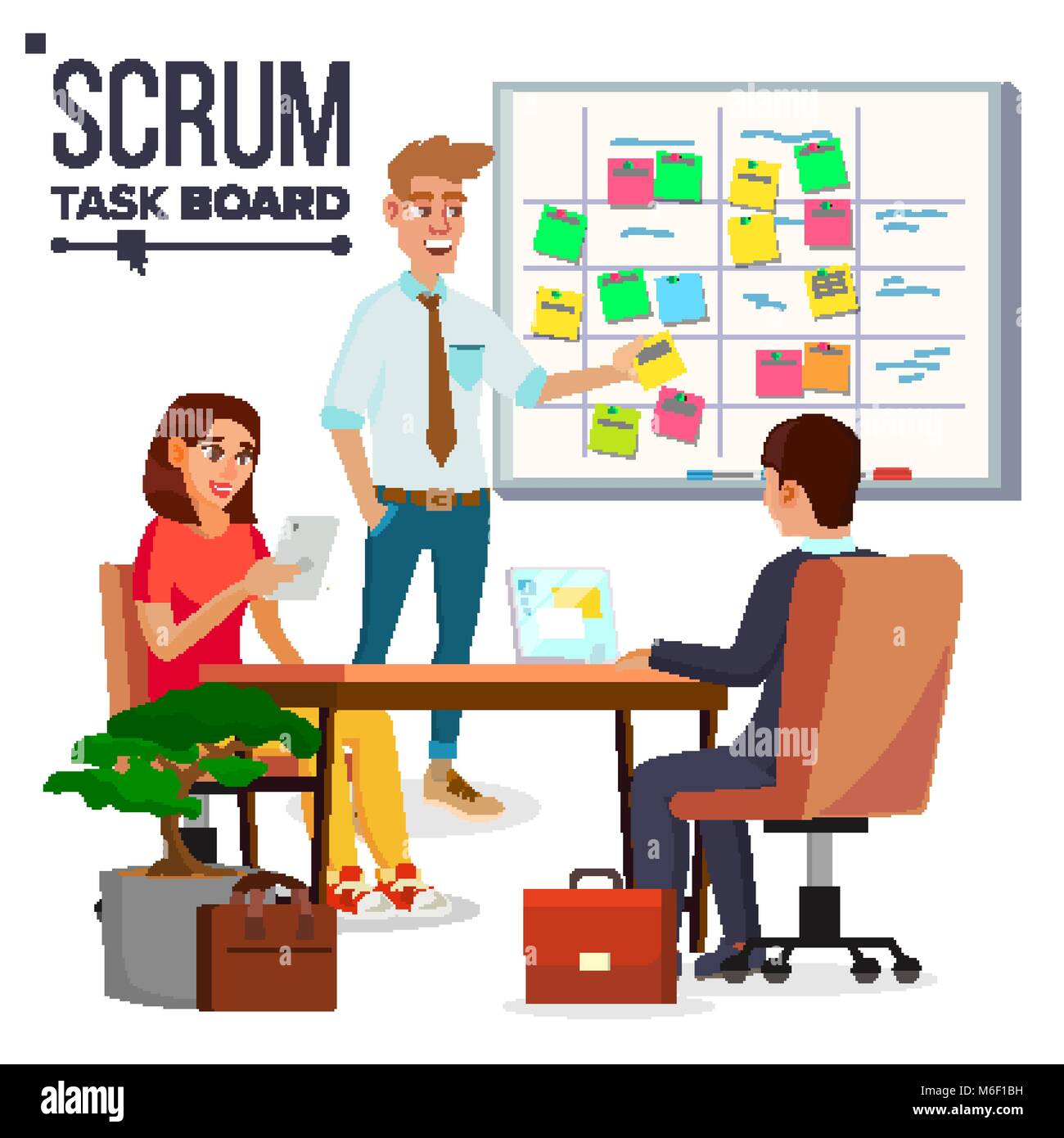 Business Zeichen Scrum Team arbeiten Vektor. Teamwork Regelung Planung ...