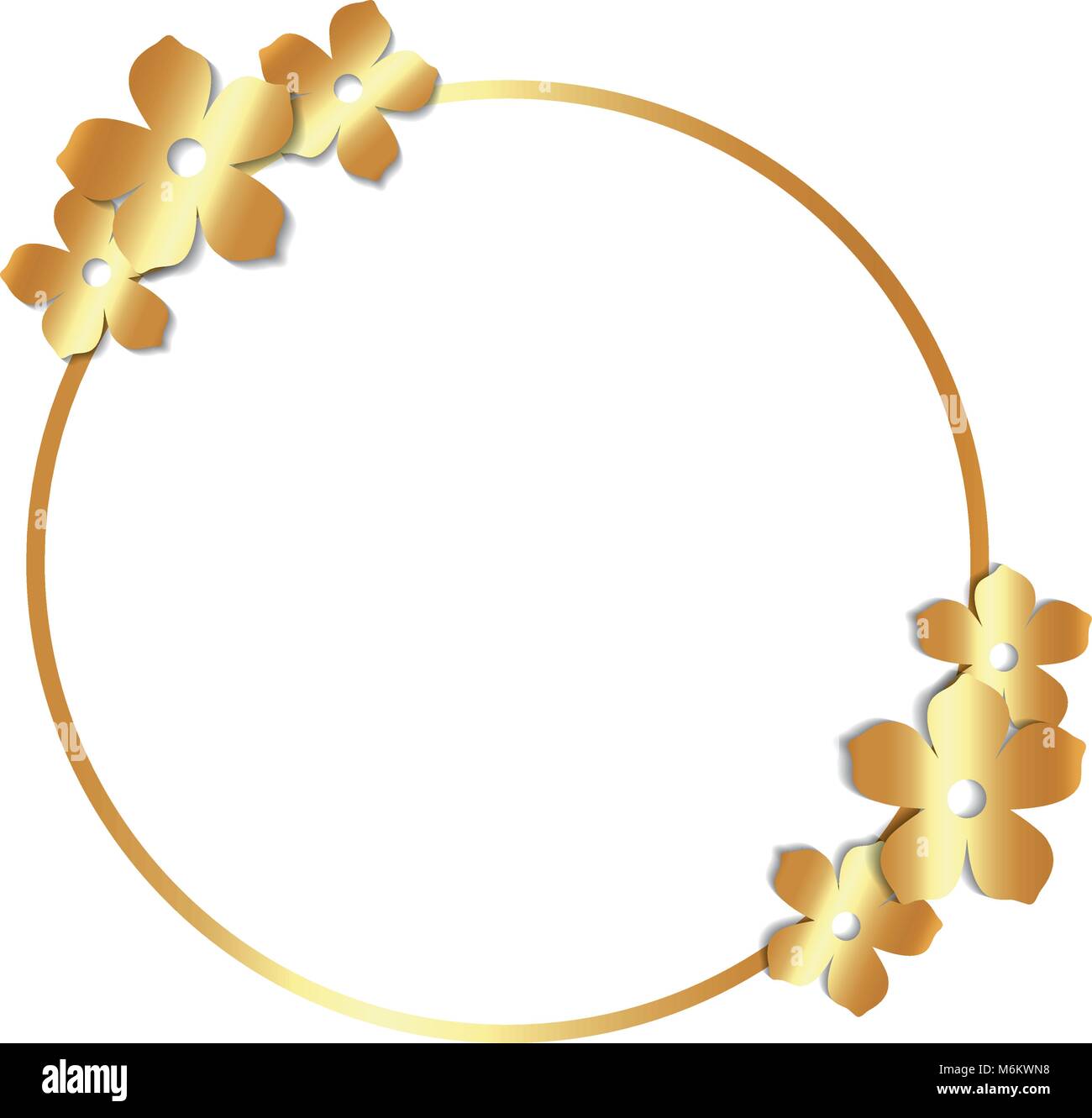 Bunte runde goldene Rahmen mit Blumen auf weißem Hintergrund Vector ...