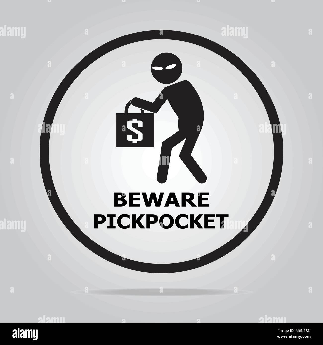 Vorsicht taschendieb Zeichen, Dieb symbol Abbildung Stock-Vektorgrafik ...