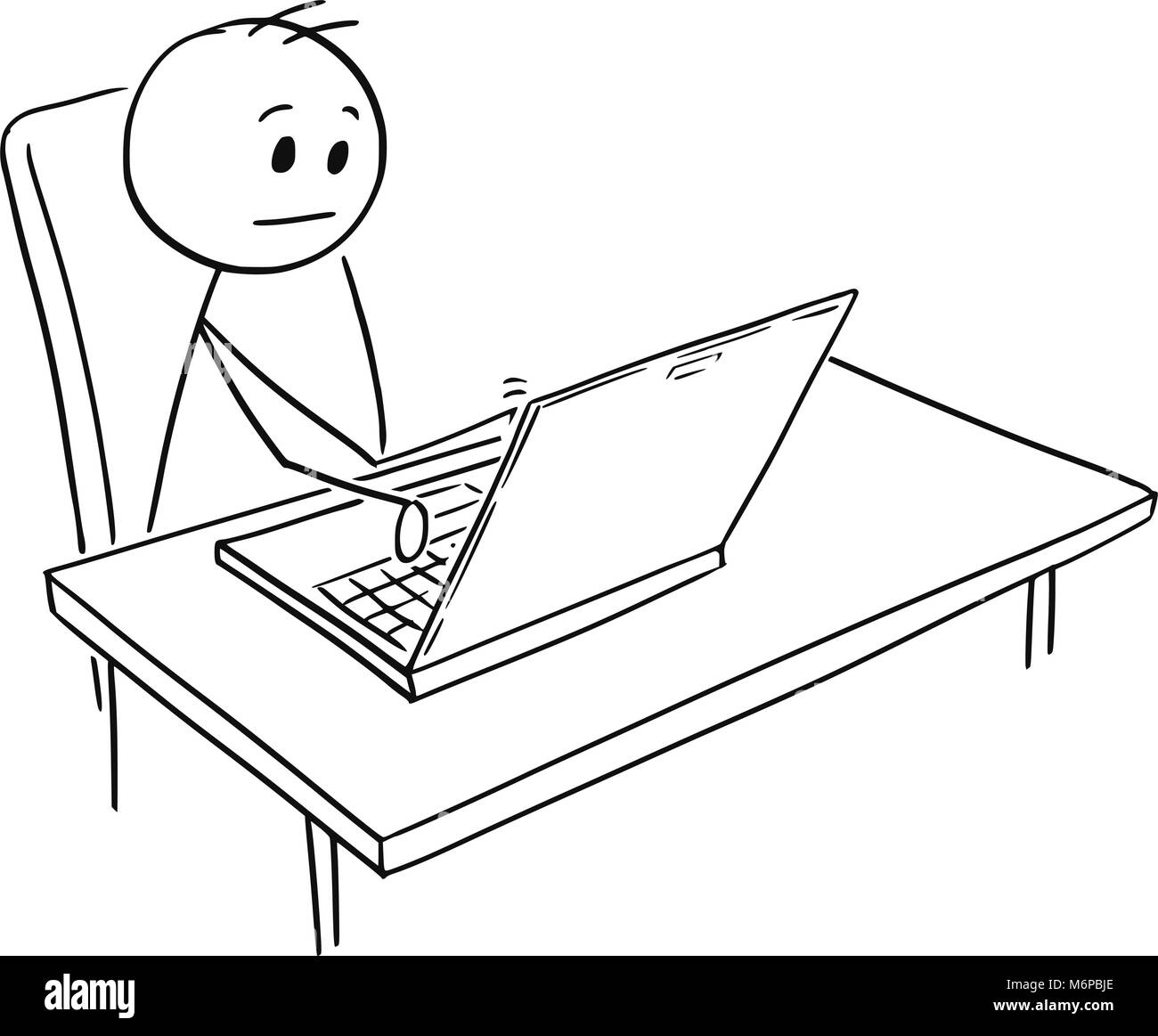 Cartoon von Mann oder Geschäftsmann Arbeiten am Notebook Stock ... Cartoon von Mann oder Geschäftsmann Arbeiten am Notebook Stock ...