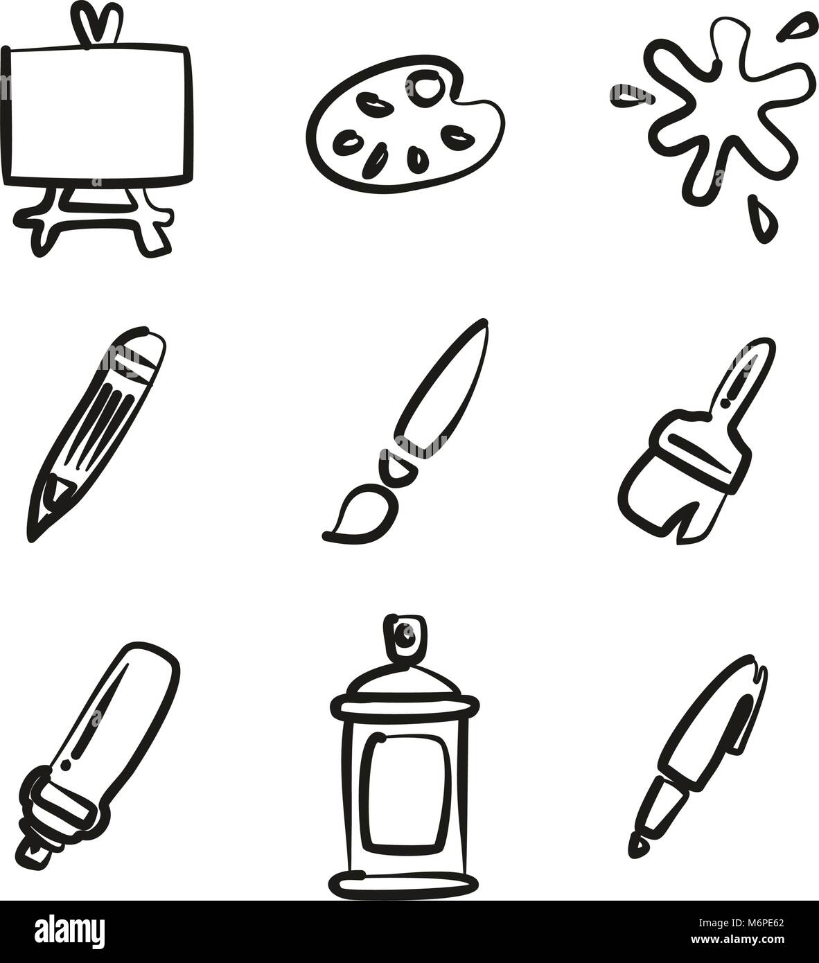 Malen oder Zeichnen Tools Icons Freehand Stock-Vektorgrafik - Alamy