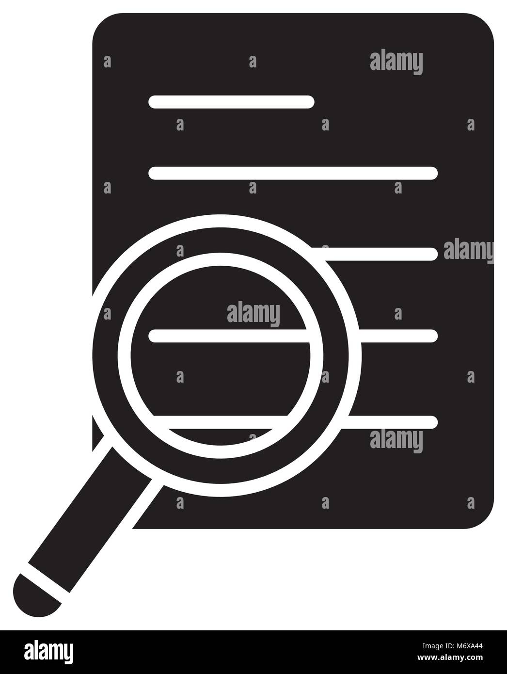 Silhouette Business Document Papier mit Lupe Vector Illustration Stock ...