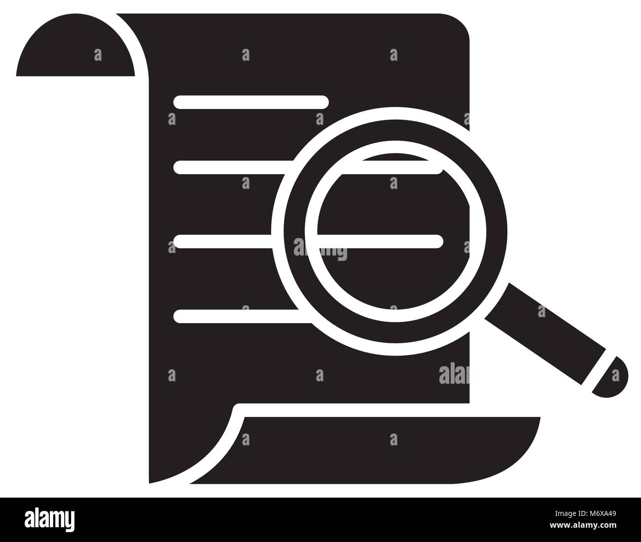 Silhouette Dokument Informationen Papier mit Lupe Vector Illustration ...
