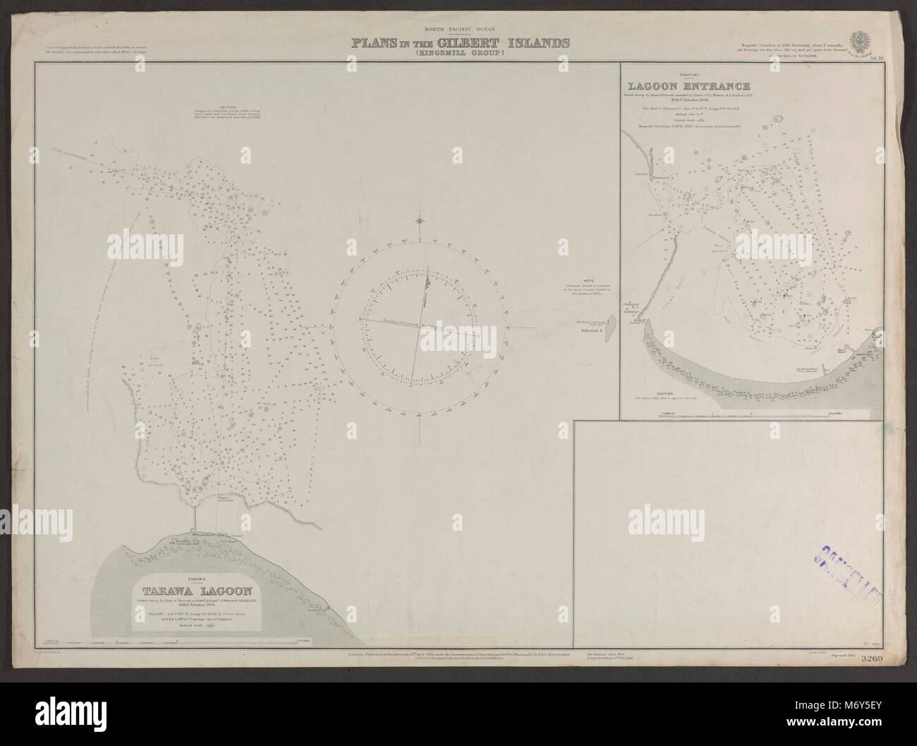Tarawa Lagune. Gilbert Inseln. Kiribati. Admiralty nautische Seekarte ...