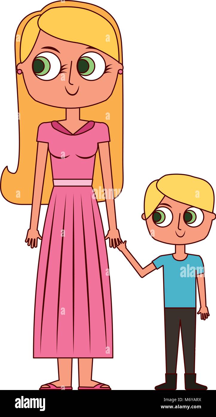 Glückliche Mutter und Sohn cartoon Vector Illustration Stock ...